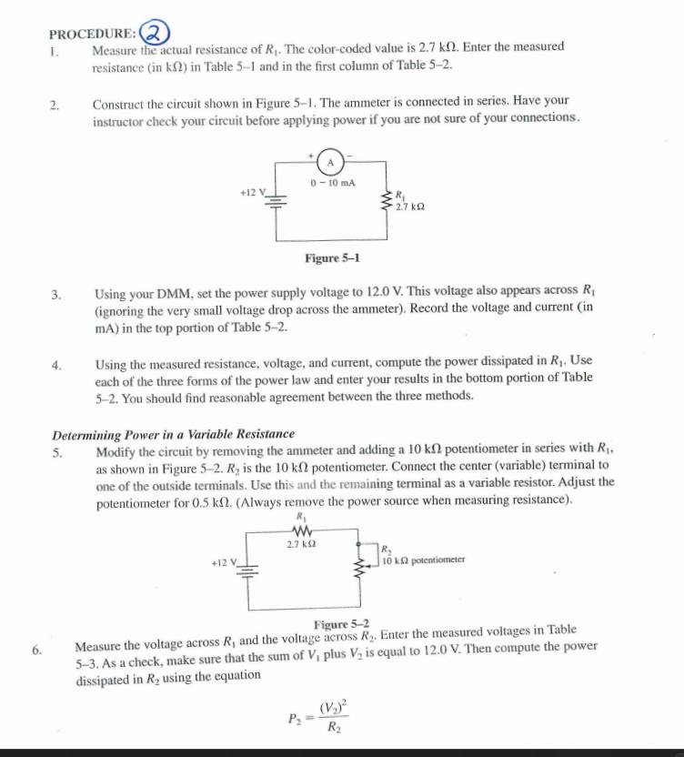 Solved PROCEDURE: 2 1. Measure the actual resistance of R1. | Chegg.com