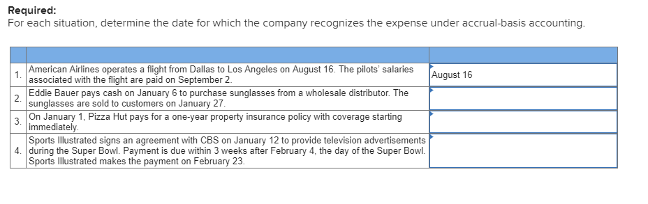 Solved Required: For each situation, determine the date for | Chegg.com