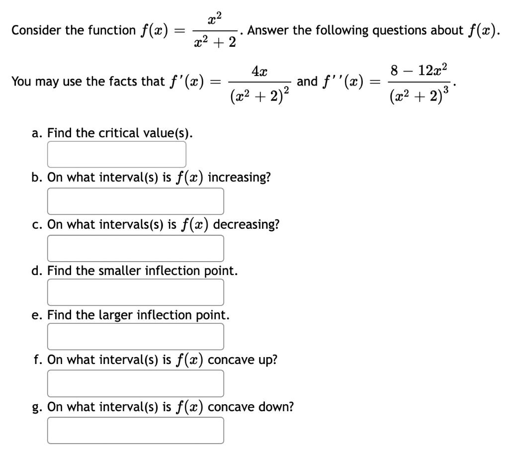 Solved Consider The Function F X X2 2x2 Answer The