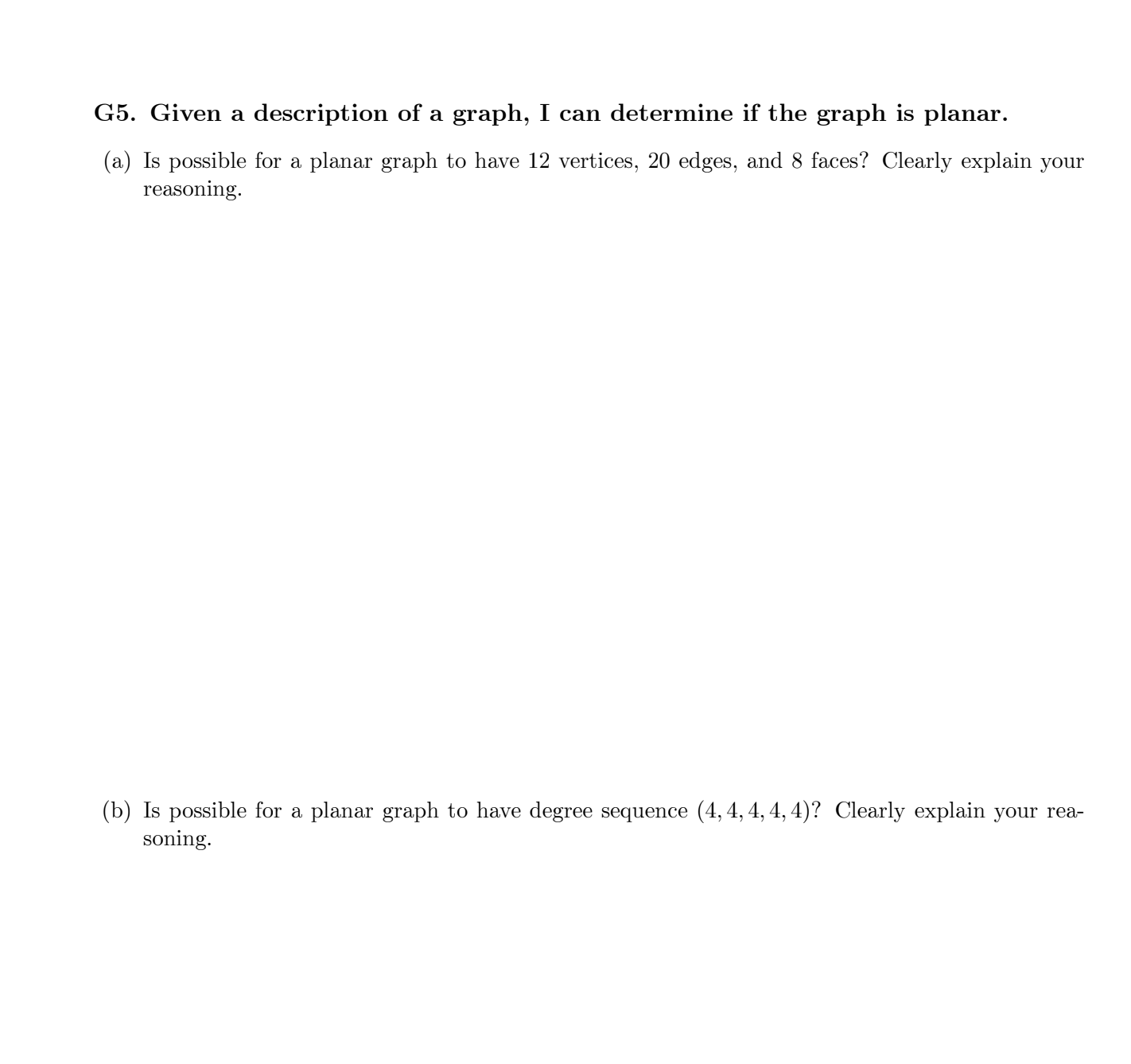 Solved G5. Given a description of a graph, I can determine | Chegg.com