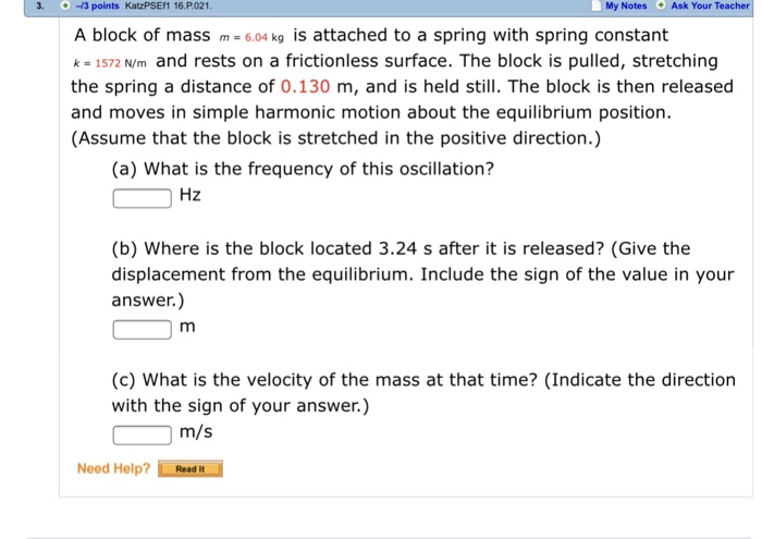 Solved 3. -13 points KatzPSEf1 16.P.021 My Notes Ask Your | Chegg.com Solved 3. -13 points KatzPSEf1 16.P.021 My Notes Ask Your | Chegg.com