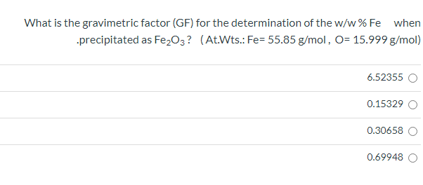 Solved What is the gravimetric factor (GF) for the | Chegg.com