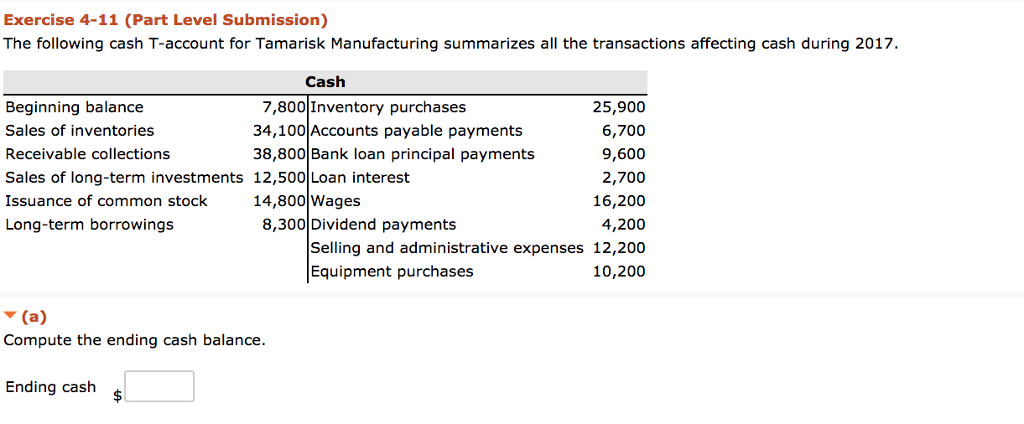 Solved Exercise 4-11 (Part Level Submission) The following | Chegg.com