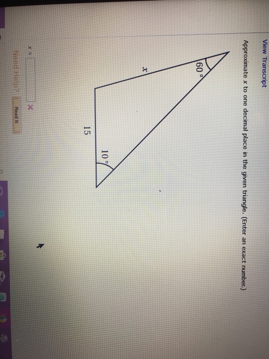 Solved View Transcript Approximate x to one decimal place in | Chegg.com