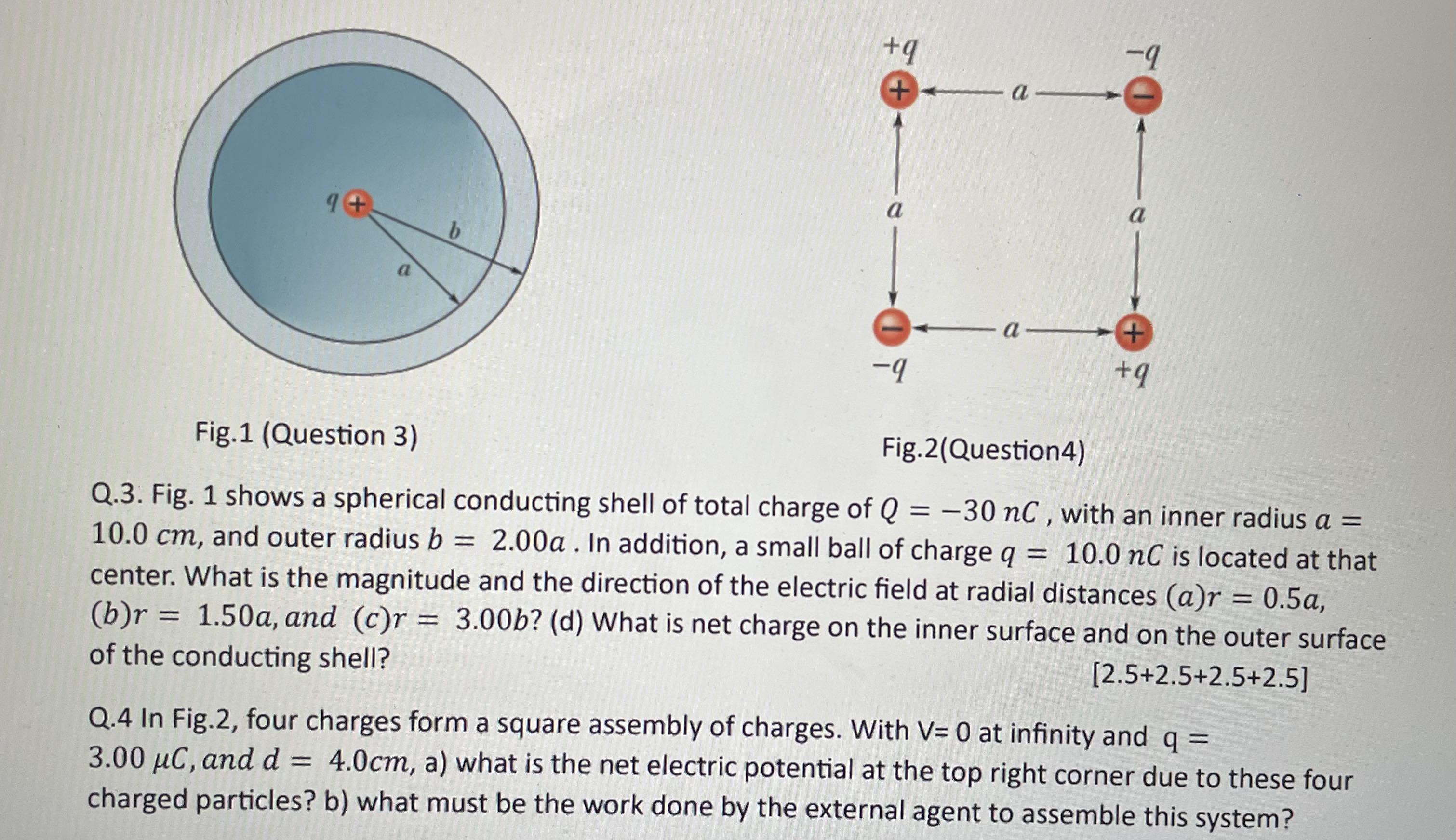 Solved Q.3. ﻿Fig. 1 ﻿shows a spherical conducting shell of | Chegg.com