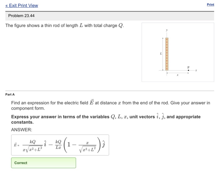 Solved The figure shows a thin rod of length L with total | Chegg.com
