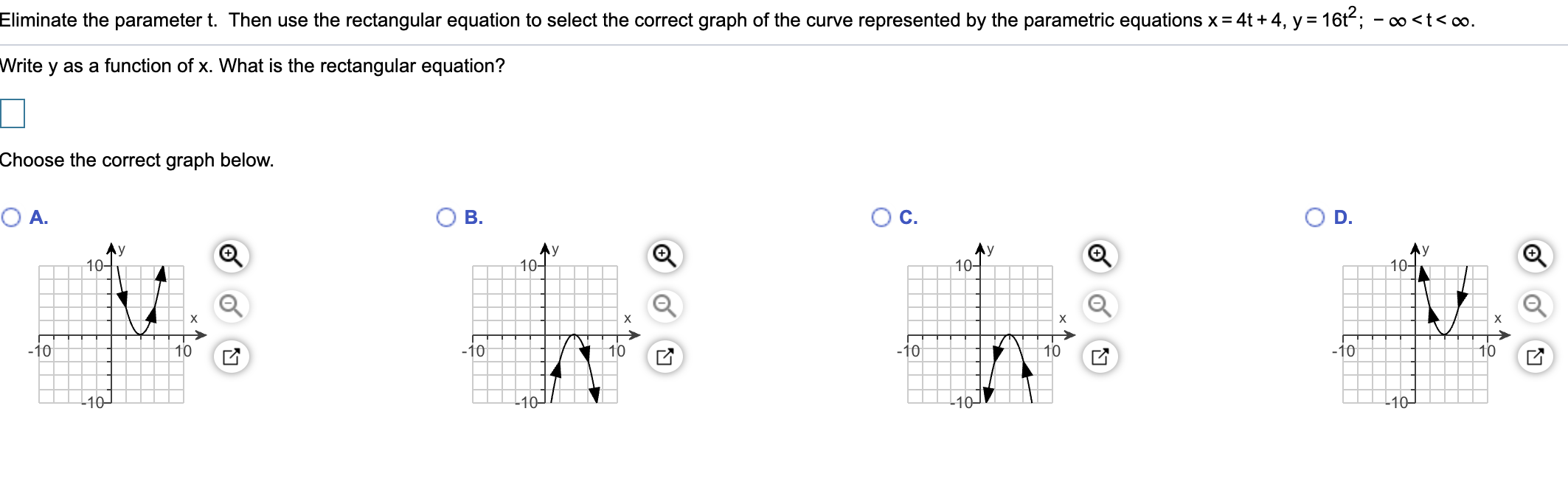 Solved Eliminate the parameter t. Then use the rectangular | Chegg.com