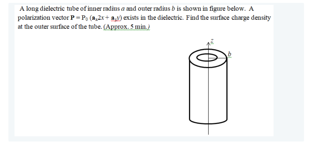 Solved A long dielectric tube of inner radius a and outer | Chegg.com