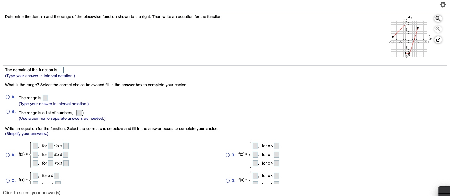 Solved Determine the domain and the range of the piecewise | Chegg.com
