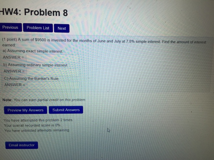 Solved HW4: Problem 8 Previous Problem ListNext (1 point) A | Chegg.com