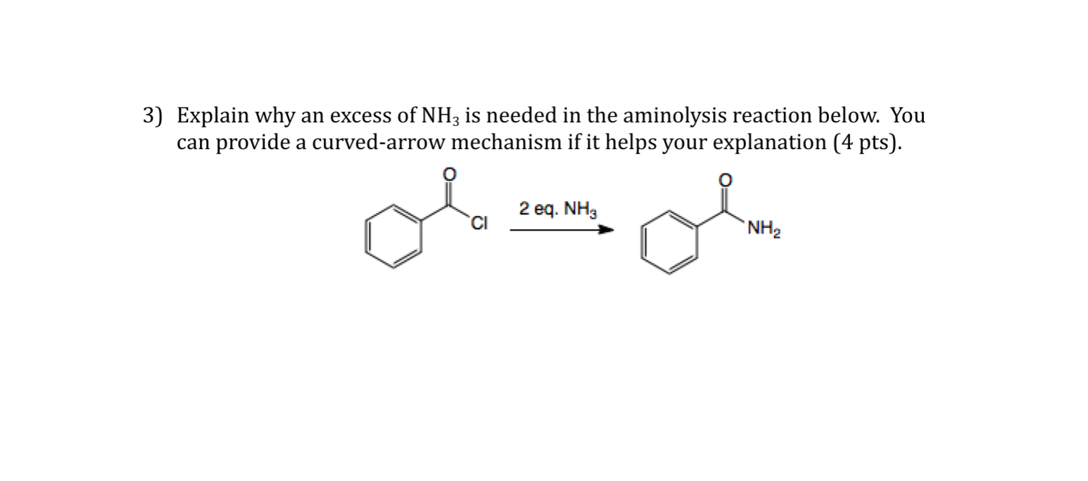 Solved 3) Explain why an excess of NH3 is needed in the | Chegg.com