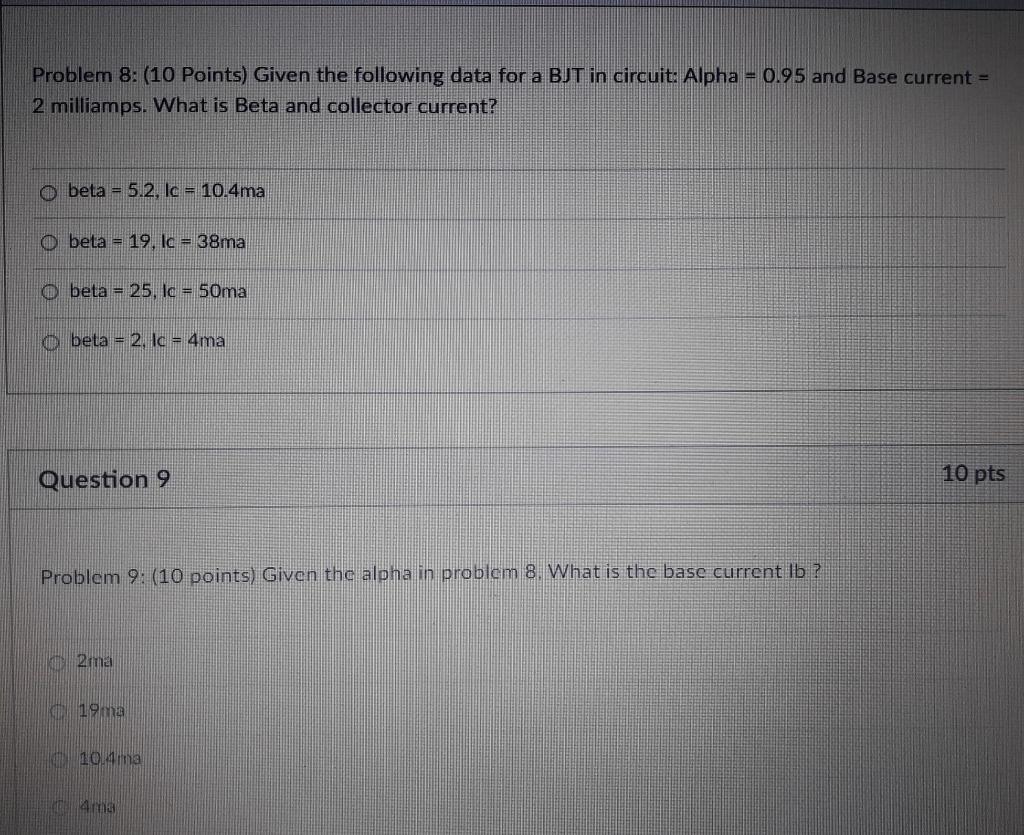 Solved Problem 8: (10 Points) Given the following data for a | Chegg.com