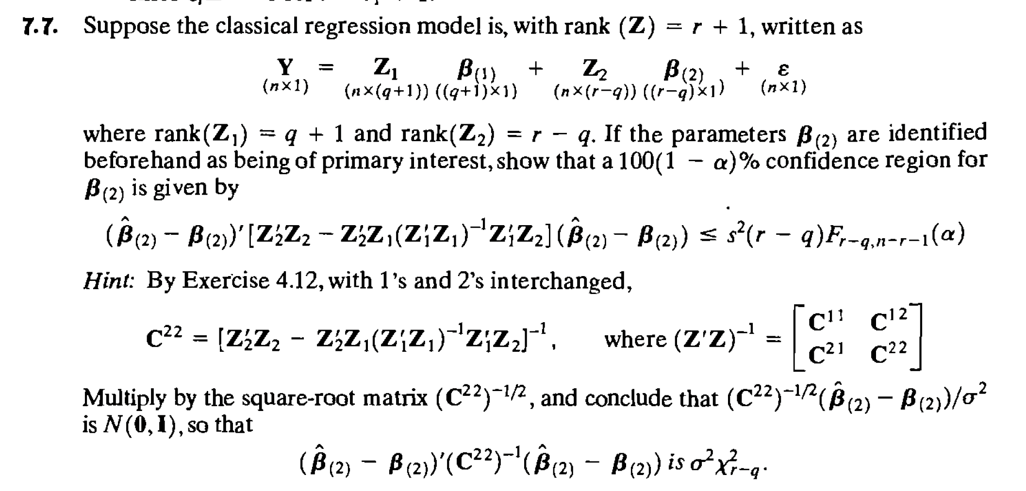 Solved Suppose the classical regression model is, with rank | Chegg.com