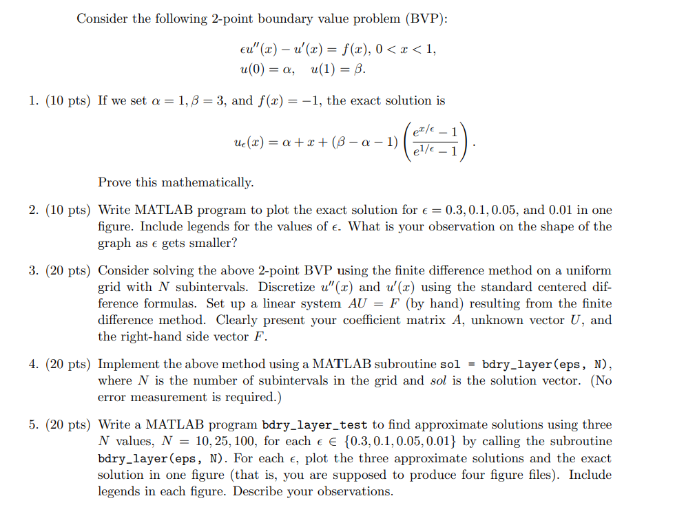 Consider the following 2 -point boundary value | Chegg.com