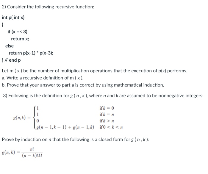 Solved 2) Consider the following recursive function: int pl | Chegg.com