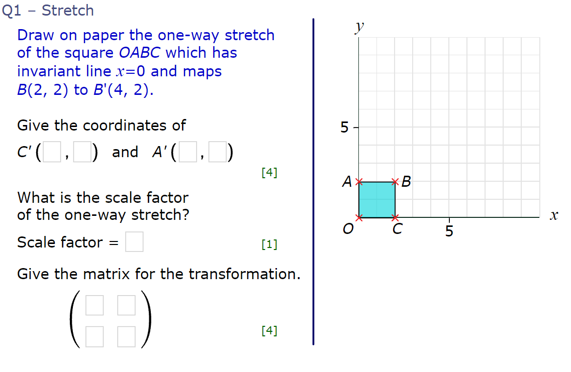 Solved у Q1 - Stretch Draw on paper the one-way stretch of | Chegg.com