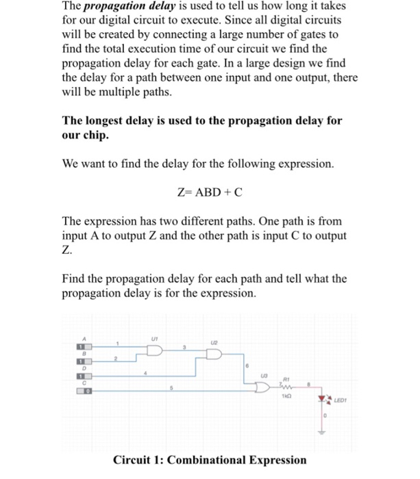 Solved The propagation delay is used to tell us how long it | Chegg.com