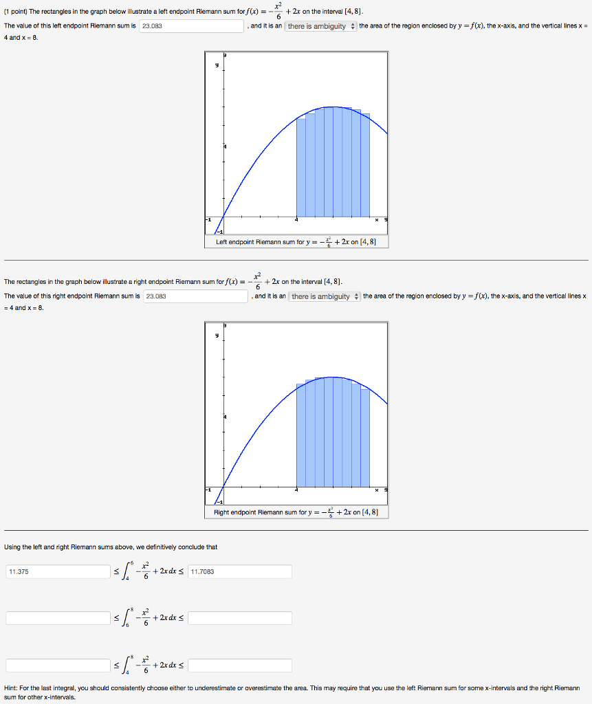 Solved (1 point) The rectangles in the graph below | Chegg.com