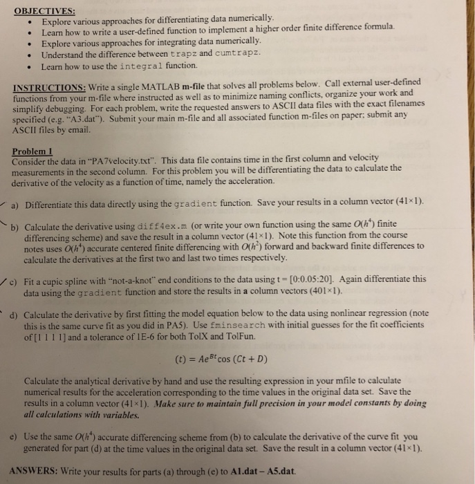Solved Please solve by showing the Matlab code typed into | Chegg.com