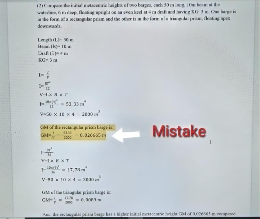 Solved Compare the initial metacentric heights of two | Chegg.com