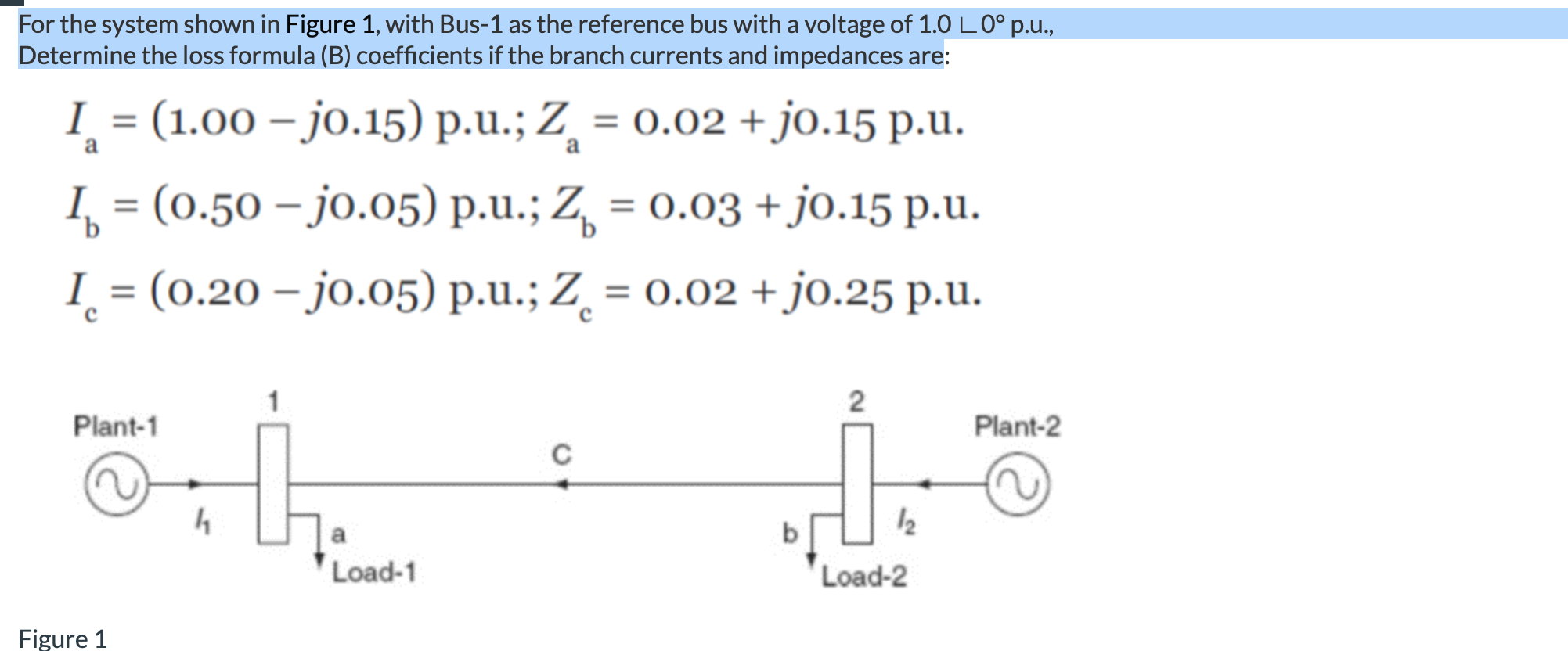 Solved For the system shown in Figure 1, with Bus-1 as the | Chegg.com