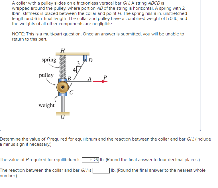 Solved A collar with a pulley slides on a frictionless | Chegg.com