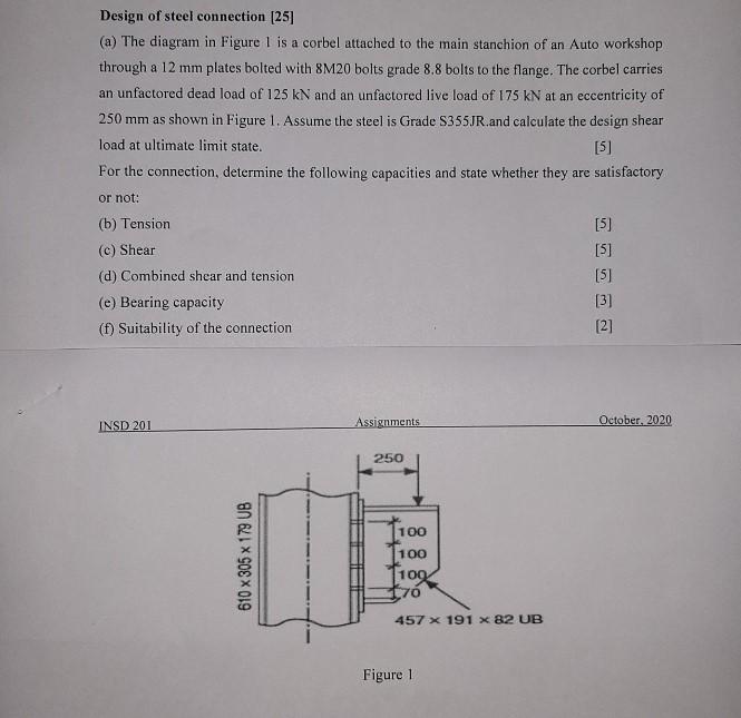 Solved Design of steel connection [25] (a) The diagram in | Chegg.com