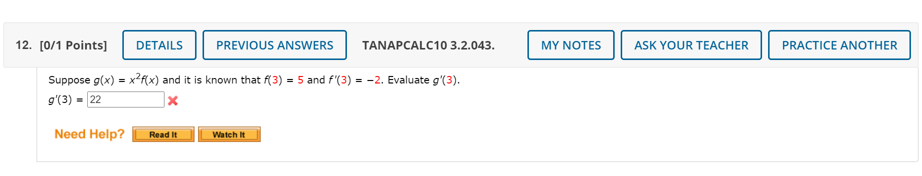 Solved 12. [0/1 Points] DETAILS PREVIOUS ANSWERS TANAPCALC10 | Chegg.com
