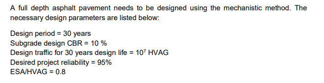 A full depth asphalt pavement needs to be designed | Chegg.com