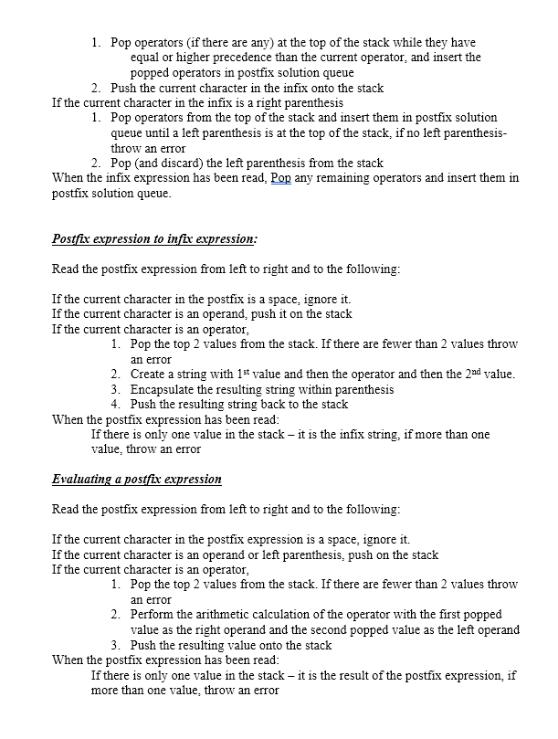 CMSC 204 Assignment #2 Notation Infix notation is the | Chegg.com
