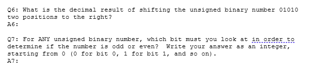 Solved 06: What is the decimal result of shifting the | Chegg.com