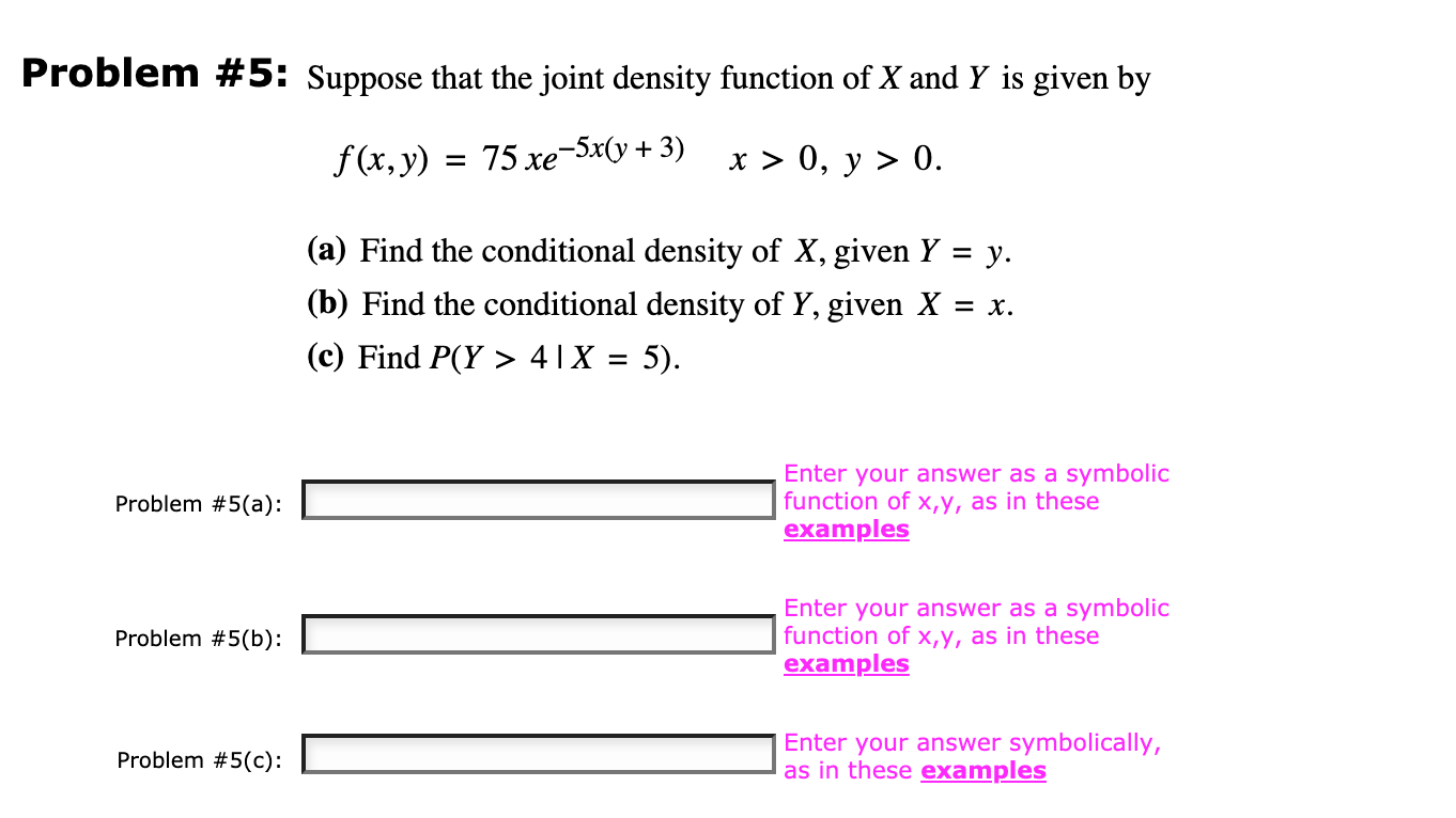 Solved Problem #5: Suppose that the joint density function | Chegg.com