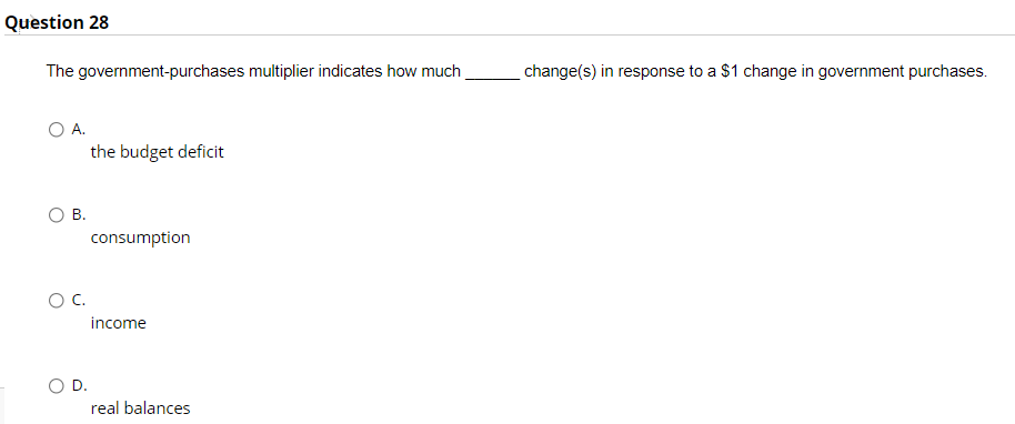 Solved Question 28 The government-purchases multiplier | Chegg.com