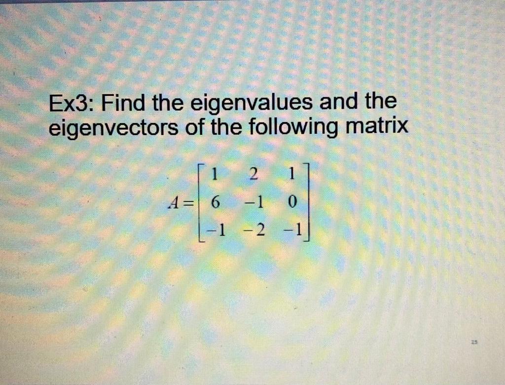Solved Ex3: Find the eigenvalues and the eigenvectors of the | Chegg.com