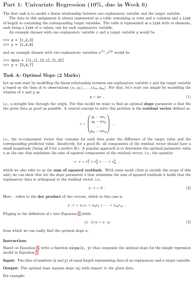 Python, don't use numpy Please provide the code (with | Chegg.com
