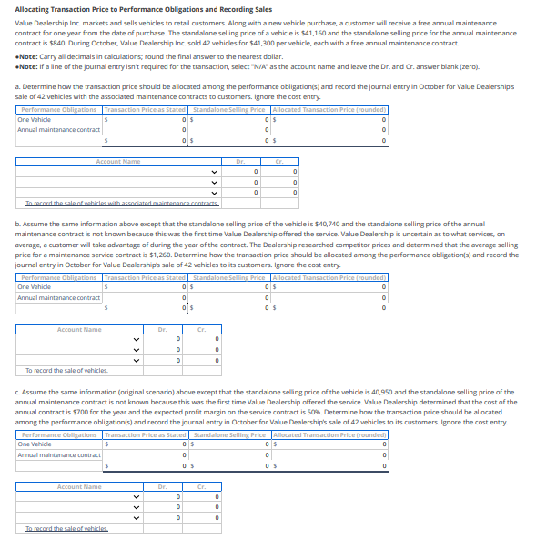 Solved Allocating Transaction Price to Performance | Chegg.com