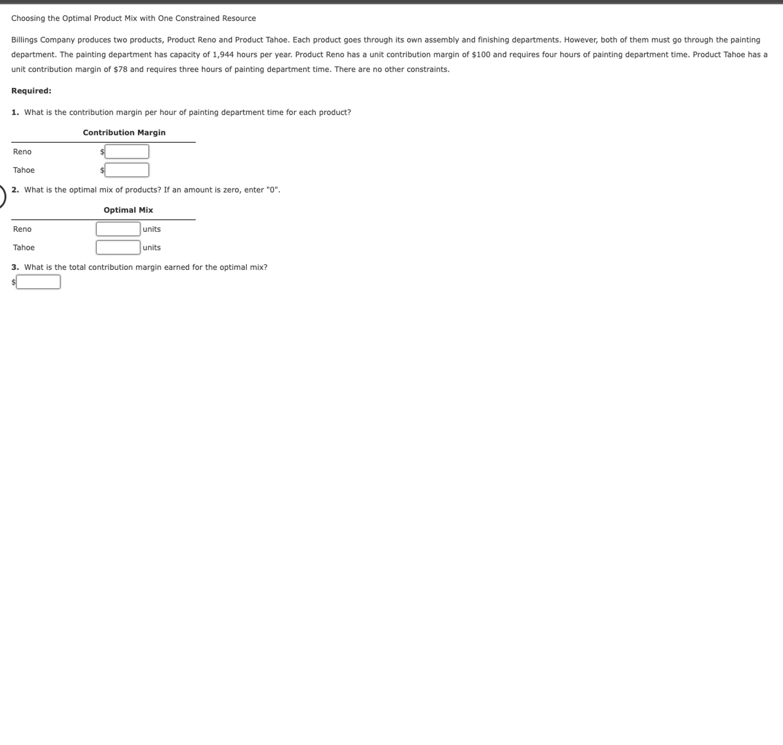 Solved Choosing the Optimal Product Mix with One Constrained | Chegg.com