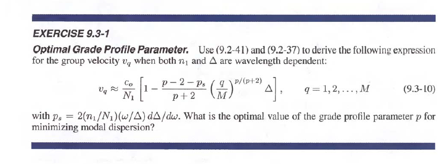Solved EXERCISE 9.3-1 Optimal Grade Profile Parameter. Use | Chegg.com
