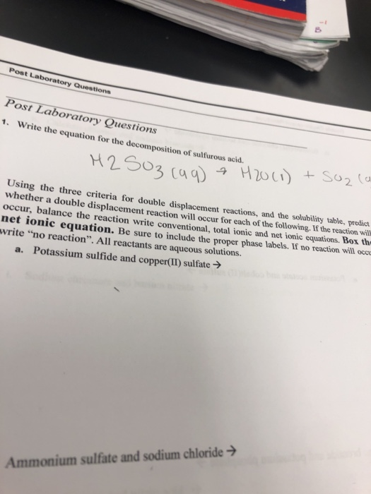 Solved Post Laboratory Question Post Laboratory Questions 1. | Chegg.com