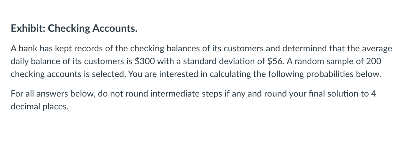 Solved 31. What is the probability that the mean balance for | Chegg.com