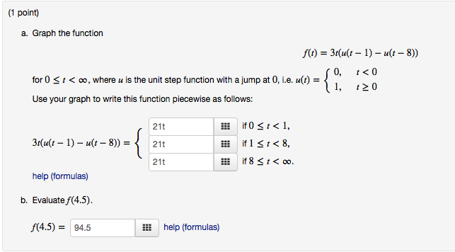 Solved (1 point) a. Graph the function 0, t