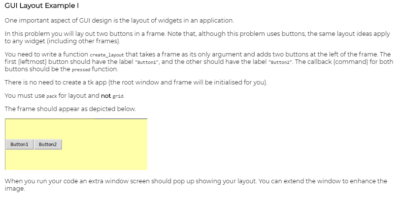 Solved GUI Layout Example l One important aspect of GUI | Chegg.com