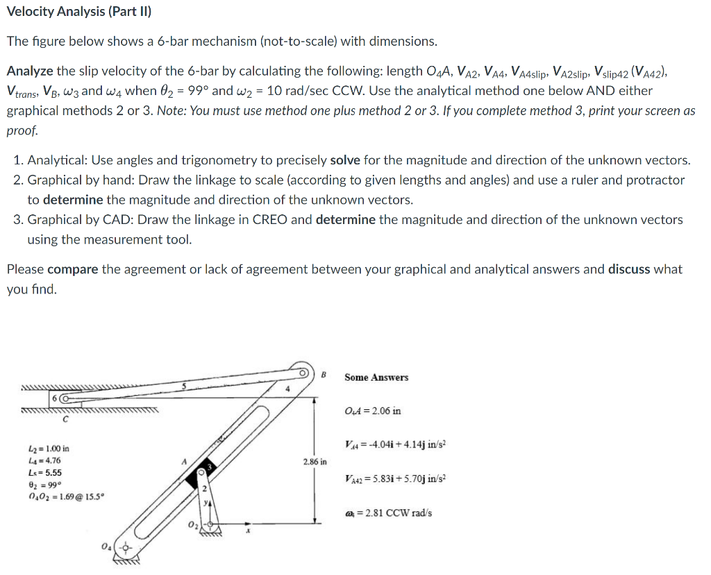 Solved Velocity Analysis (Part II) The figure below shows a | Chegg.com