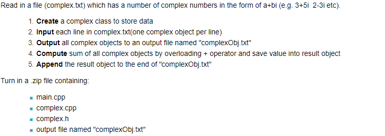 Solved Read in a file (complex.txt) which has a number of | Chegg.com