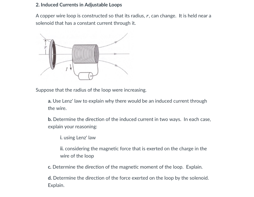 Solved 2. Induced Currents in Adjustable Loops A copper wire | Chegg.com