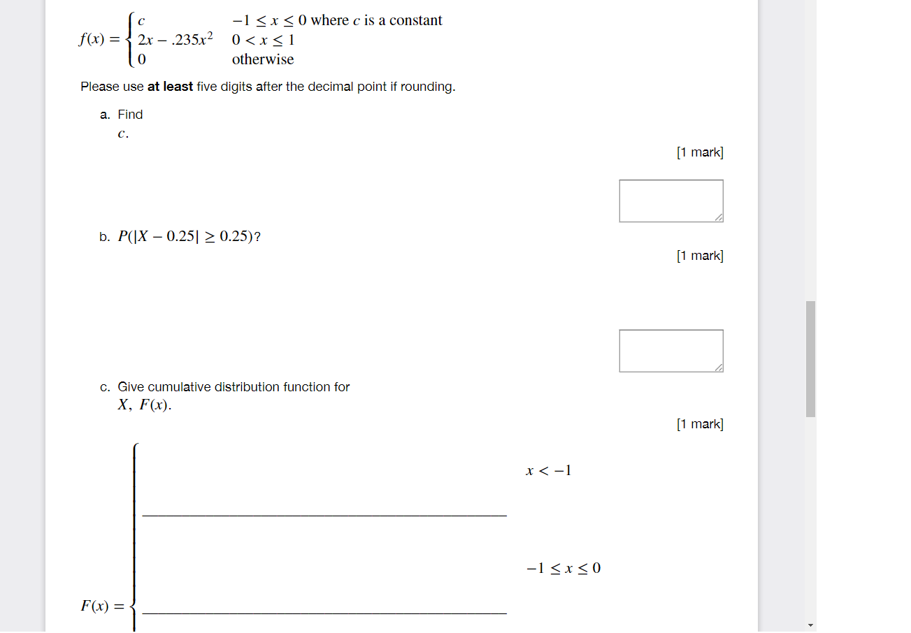 Solved f(x)=⎩⎨⎧c2x−.235x20−1≤x≤0 where c is a constant 0 | Chegg.com