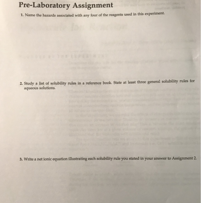 Pre-Laboratory Assignment 1. Name the hazards | Chegg.com