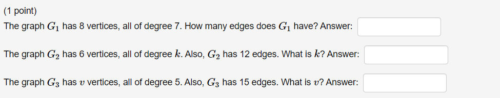Solved (1 point) The graph G1 has 8 vertices, all of degree | Chegg.com