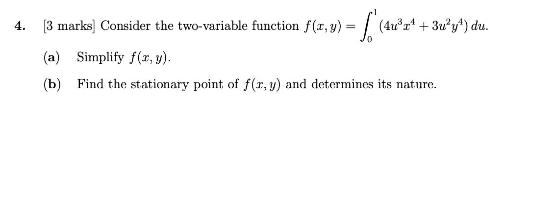 Solved 4. [3 marks ] Consider the two-variable function | Chegg.com