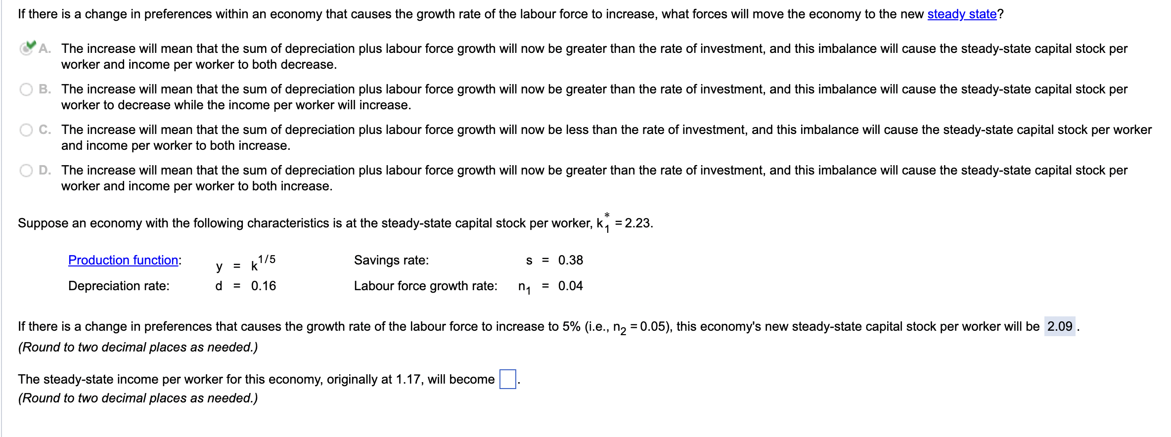 Solved worker and income per worker to both decrease. worker | Chegg.com